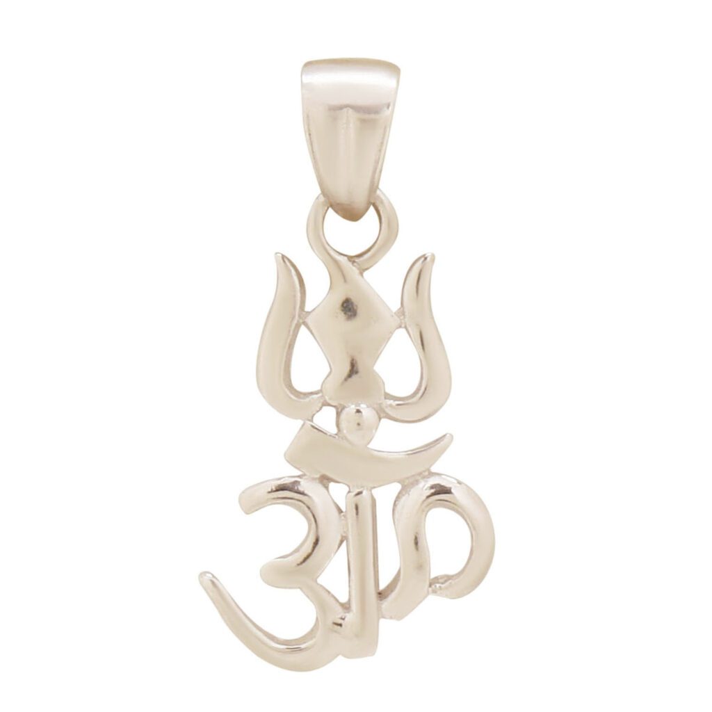 Silver Om Trishul Pendant and Chain - Osasbazaar